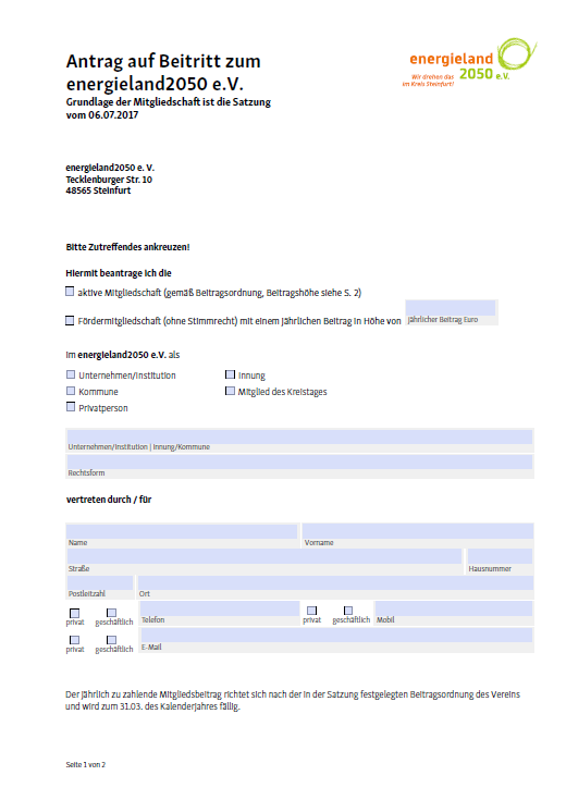 Satzung und Beitritt - energieland2050